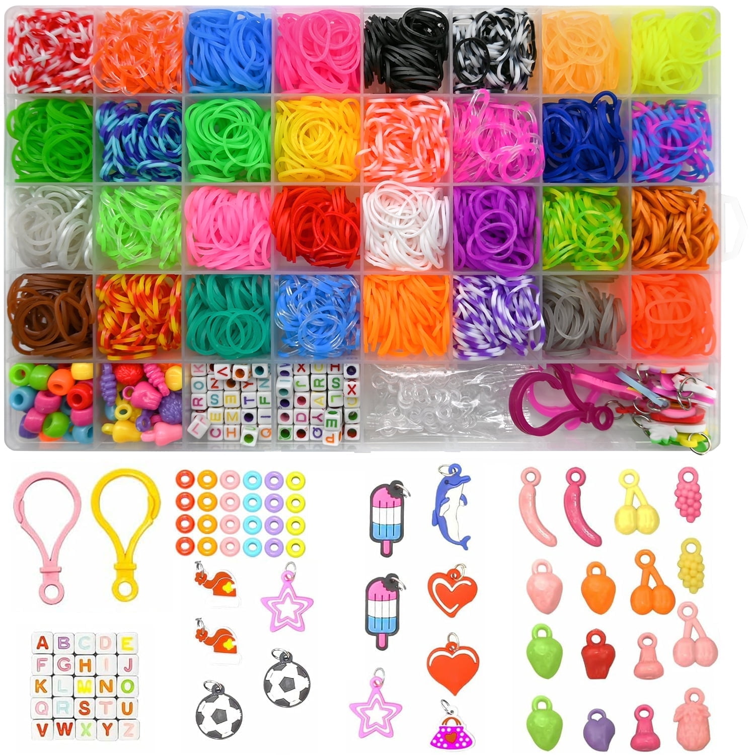 Meafeng Rubber Band Bracelet Kit, 32 Colors Loom Bands, 2500+ Pieces ...