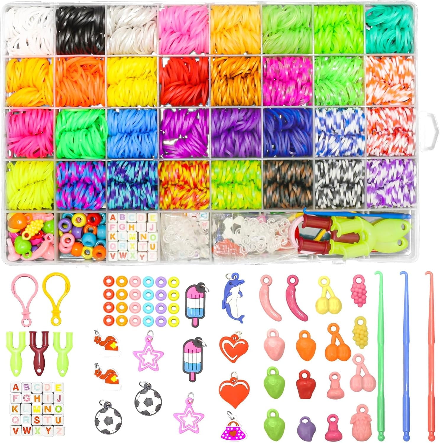 2500+ Rubber Band Bracelet Kit, 32 Colors Loom Bracelet Making Kit for ...