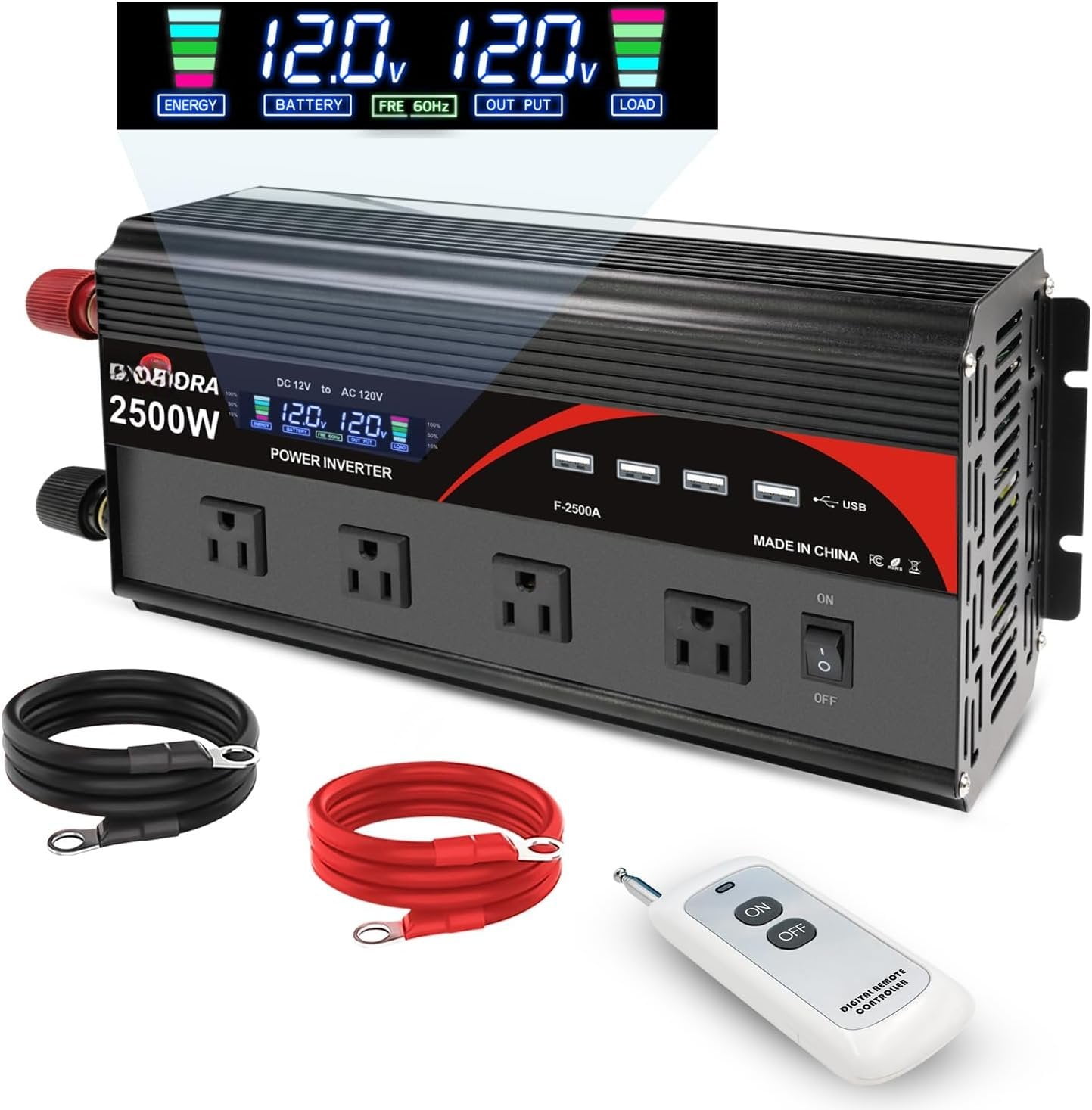 2500 Watt Inverter 12V to 110V/120V DC to AC Converter 5000W , with ...