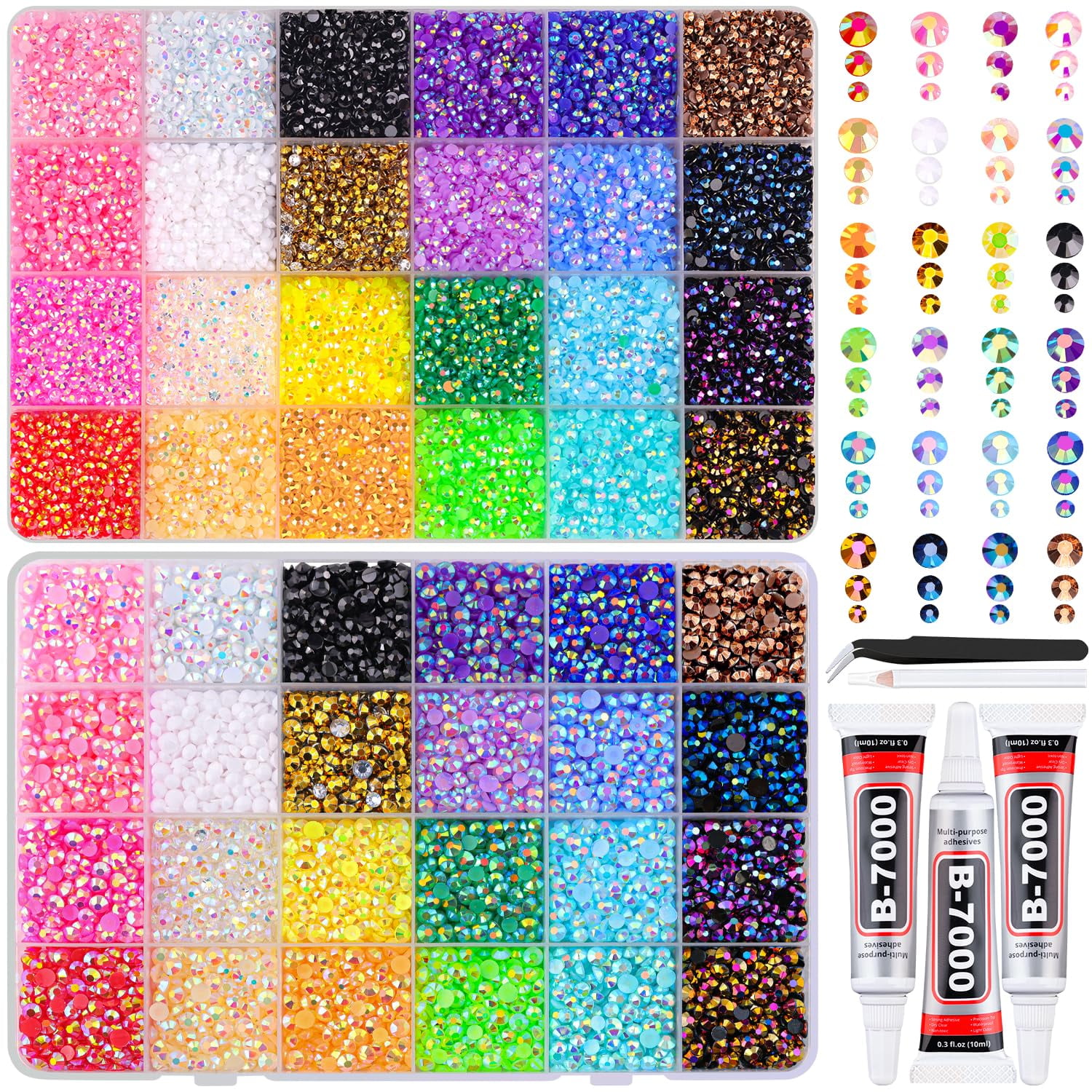 25000Pcs Resin Rhinestones for Crafting, Red 2-6mm Mixed Sizes Non ...
