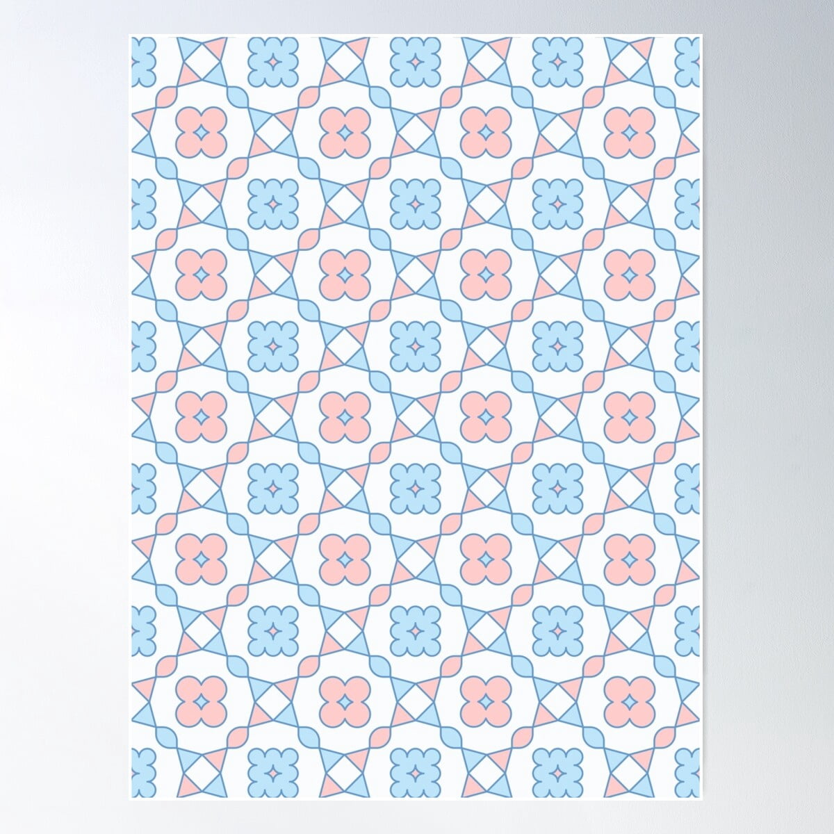 2500405A Flowers Geometric Tessellation Poster Wall Art, Modern Wall ...