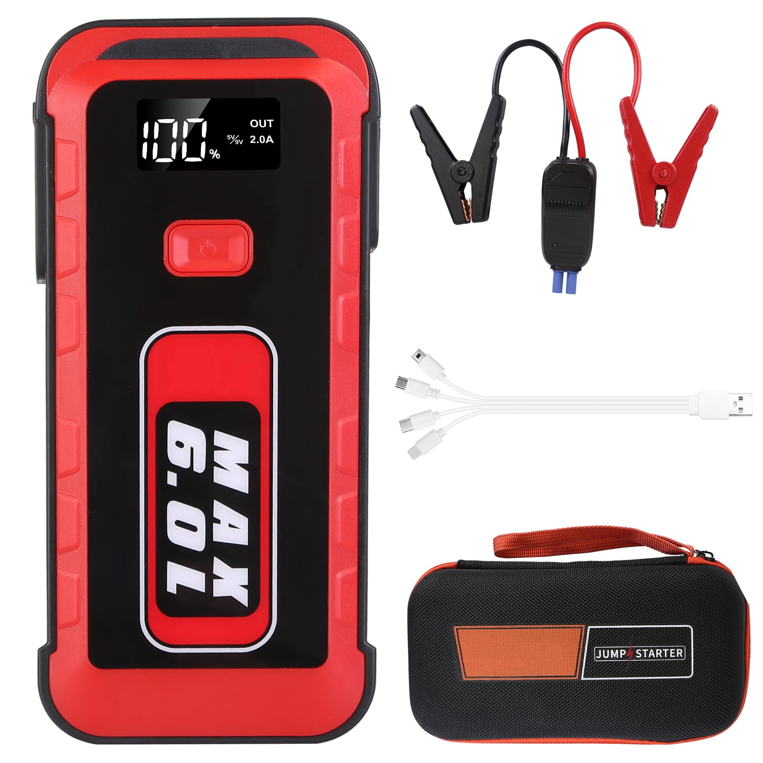 2500A Peak Car Battery Jump Starter, 12V Jump Starter Battery Pack ...