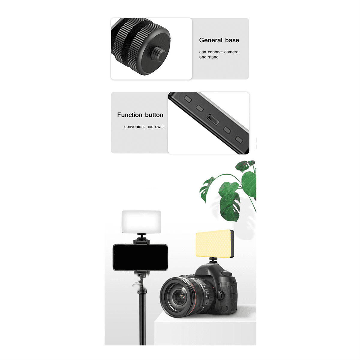 2500K-9000K LED RGB Camera Light Color Output Video Light Kit Dimmable ...