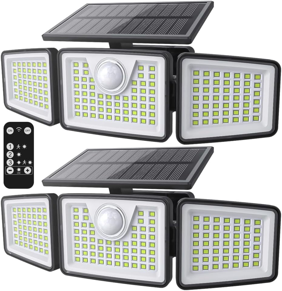 2500LM Solar Lights Outdoor with Motion Sensor,Wide Angle Street Area ...