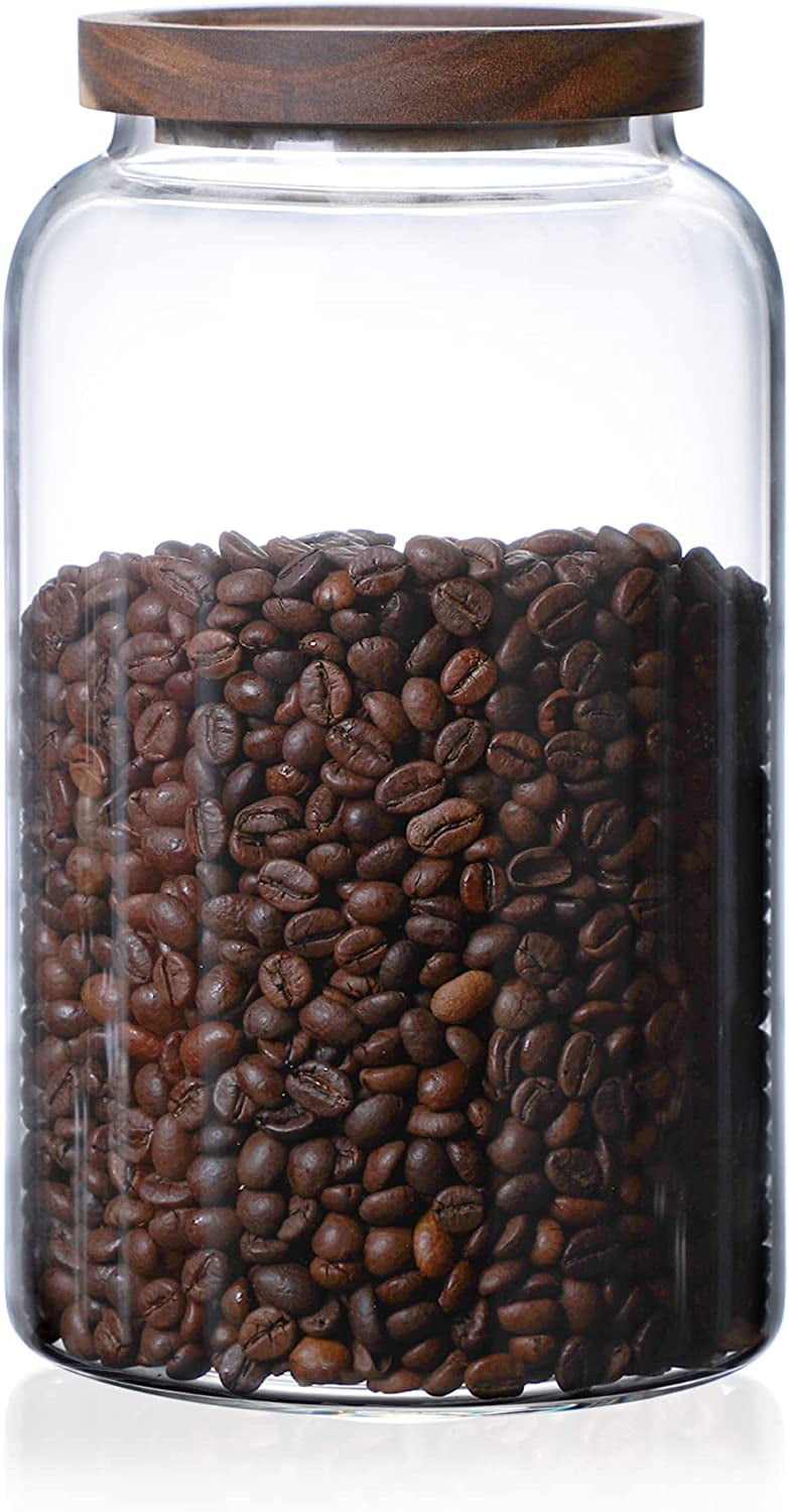 2500ML 83FL Oz Glass Storage Container with Wood Lid Large Decorative ...