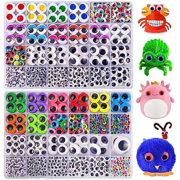 2500PCS Googly Eyes, 48 Styles Googly Eyes Self Adhesive for Crafts ...