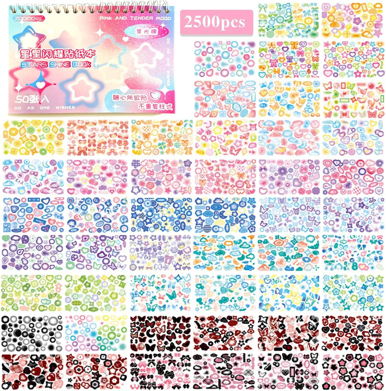 2500PCS Scrapbook Stickers 50 Sheets Kpop Photocard Stickers Book ...