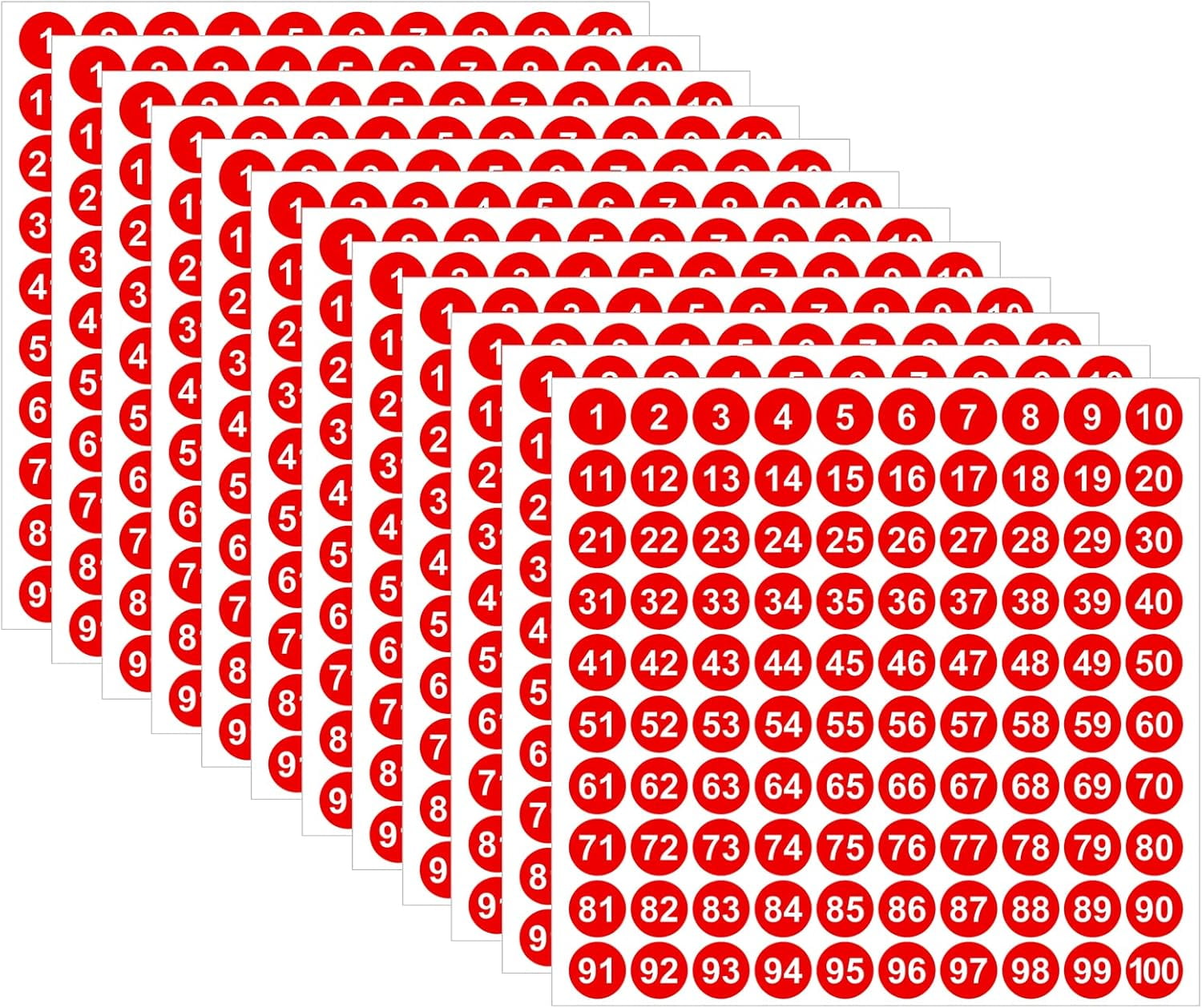 2500Pcs 1 to 100 Number Stickers, 25 Sheets Vinyl Number Stickers ...