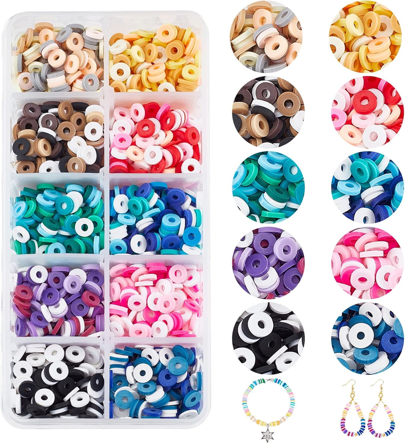 2500Pcs 10 Colors Handmade Polymer Clay Beads Strands for DIY Jewelry ...