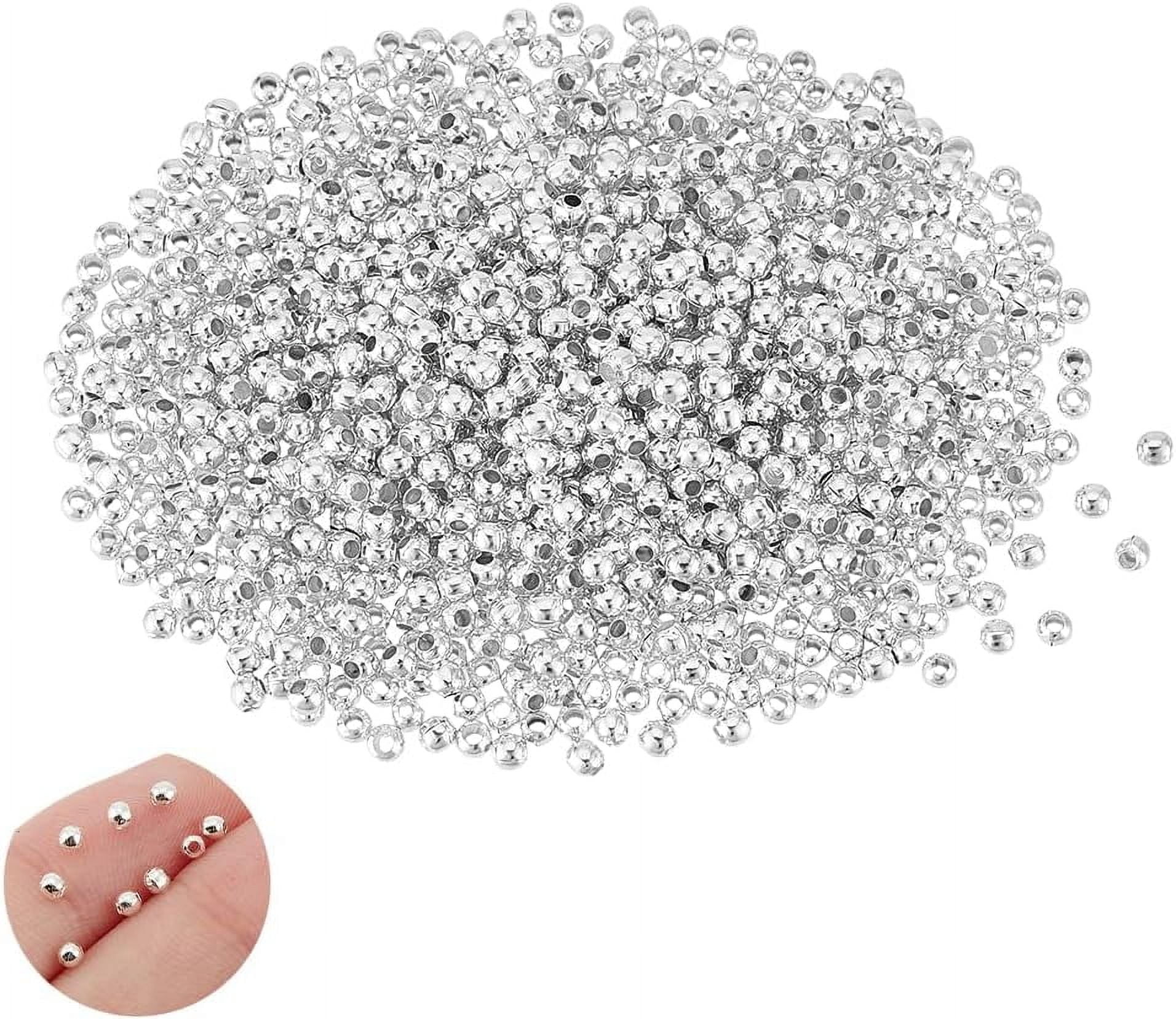 About 2500Pcs Round Beads Silver Spacer Beads Small Seamless Beads ...