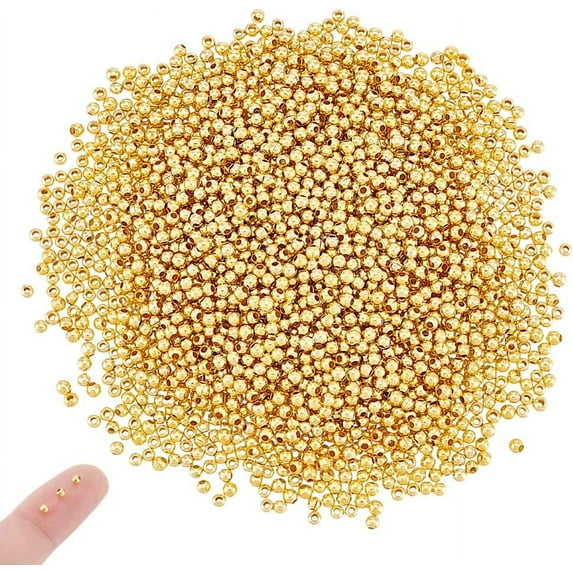 2500Pcs Round Spacer Beads Golden Beads Small Seamless Beads Smooth ...
