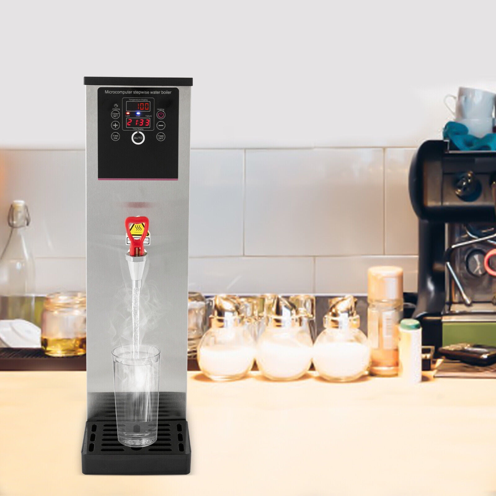 2500W Black/Silver 15L/3.96gal Commercial Eletric Water Boiler Office Electric Kettle Hot Water ...