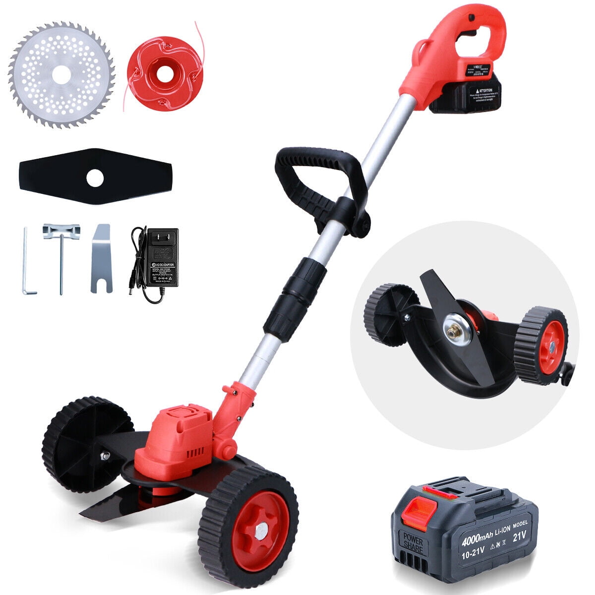 2500W Cordless Weed Eater Electric Brush Cutter Lawn Edger Grass String ...