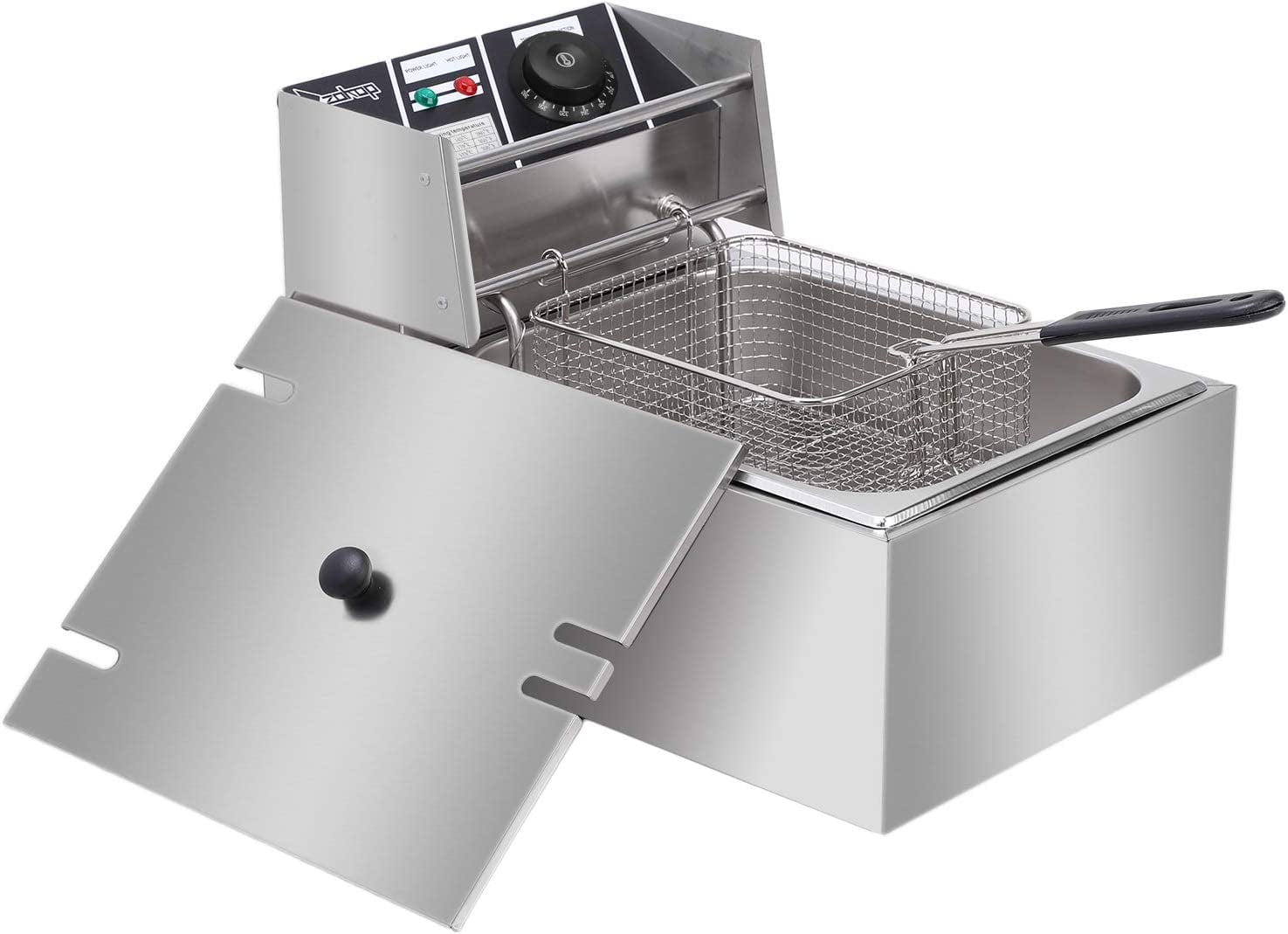2500W Professional Deep Fryer, 10QT Stainless Steel with Temp Control ...