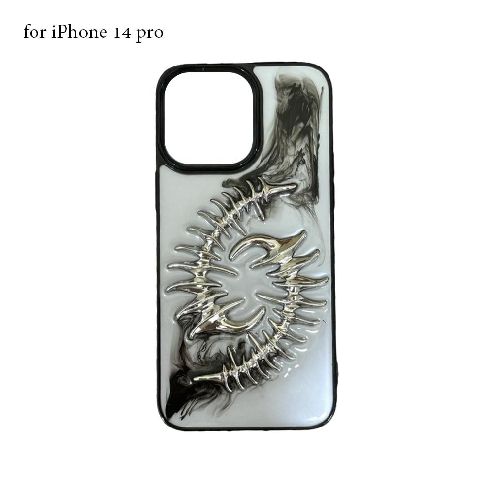 Clerance!Black For Iphone 14 Pro Smudged Three-Dimensional Metal ...