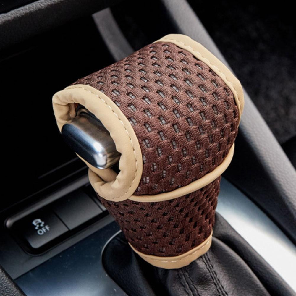 BQLQBQLQ Brown + Rice Edge Mesh Silky Car Gear Gear Cover Car Interior ...