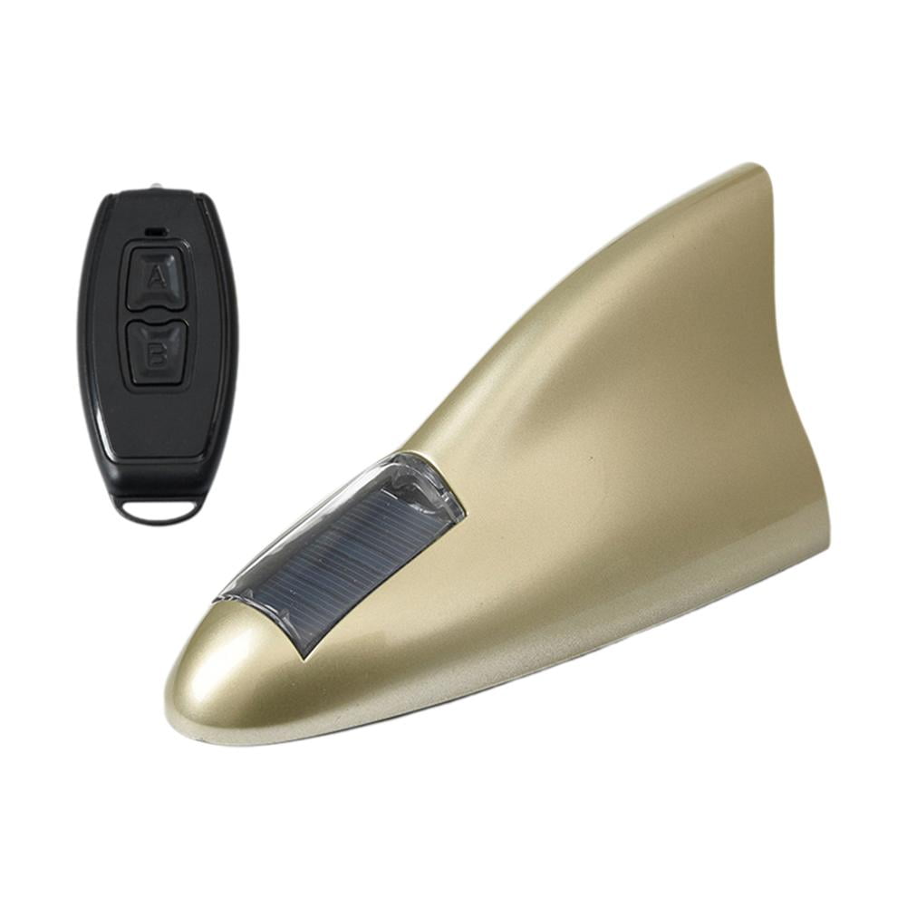 Clerance!Gold Car Solar Shark Fin Antenna Flashing Light Remote Control ...