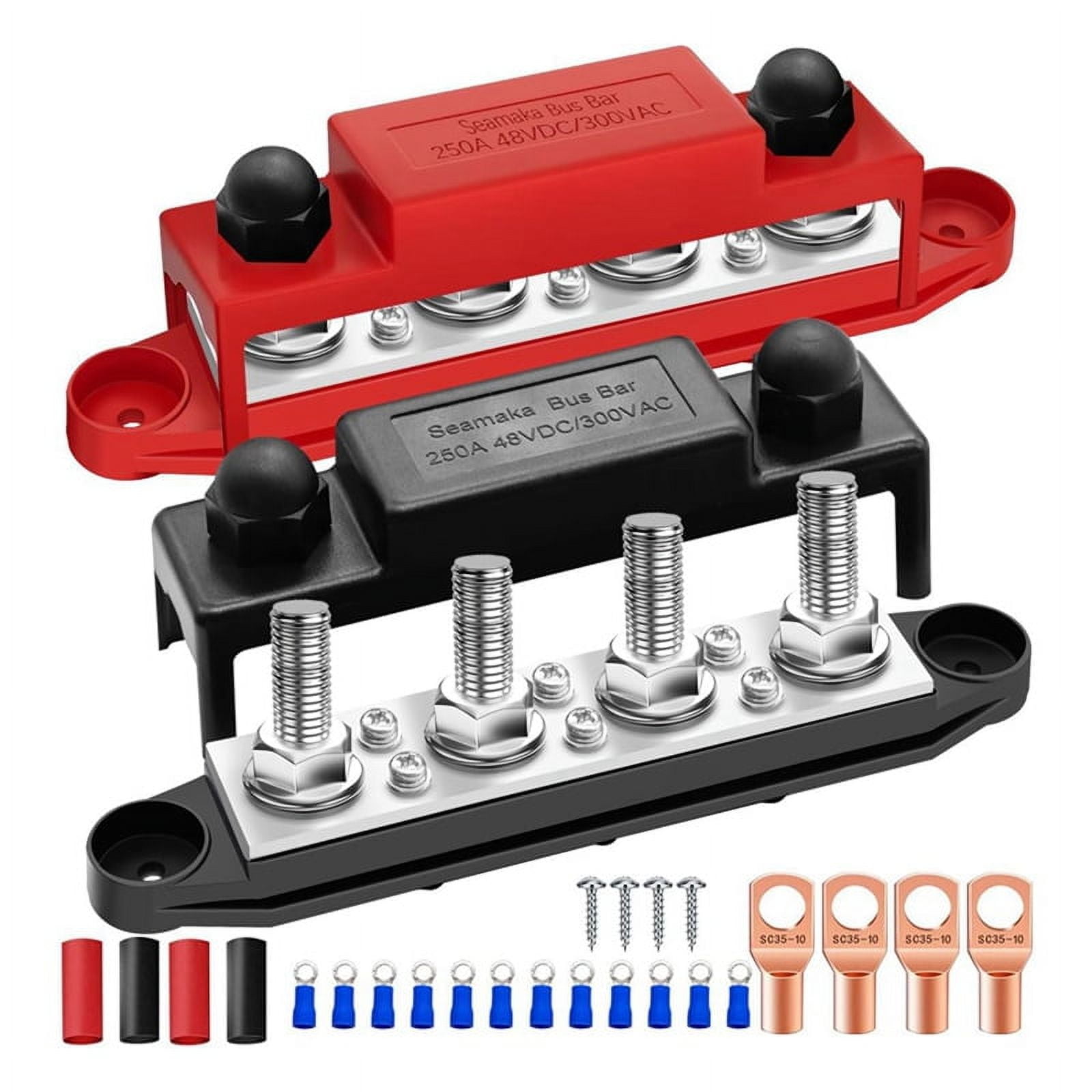 250A 12V Bus Bar Marine 12V,Power Distribution Block with Cover Screws ...