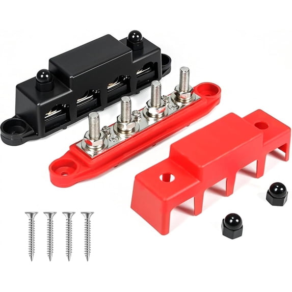 250A 12V BusBar 3/8" Power Distribution Block 4 Studs Junction Block ...