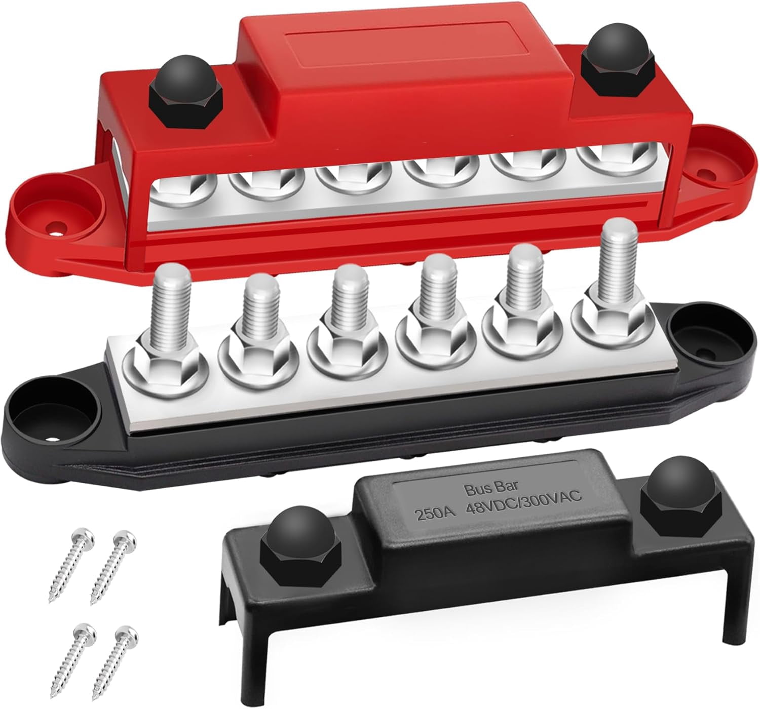 250A Bus Bar 12V Marine 1/4" Power Distribution Block Automotive Busbar ...