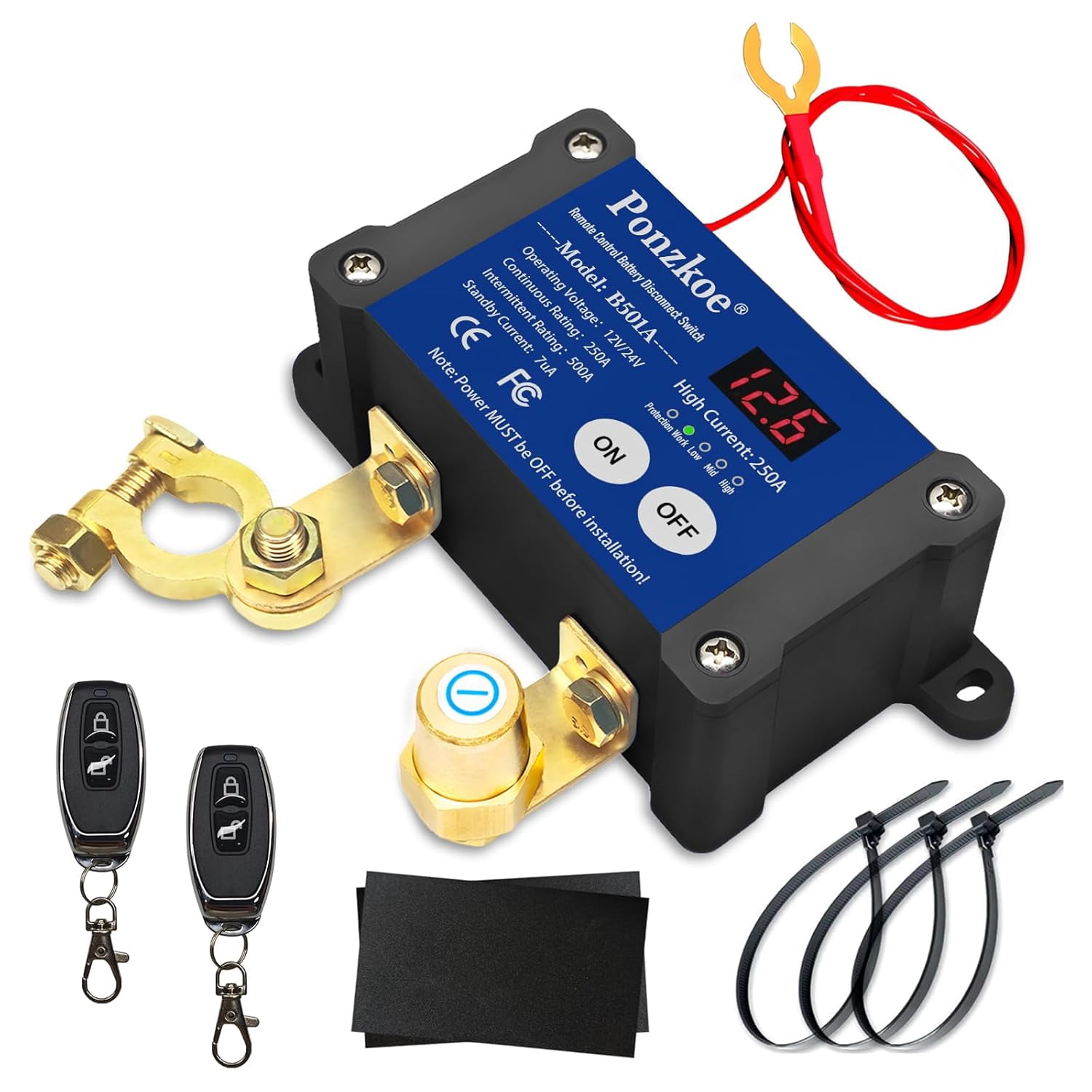 250A Smart Remote Kill Switch for Car - Battery Disconnect Switch 12V ...