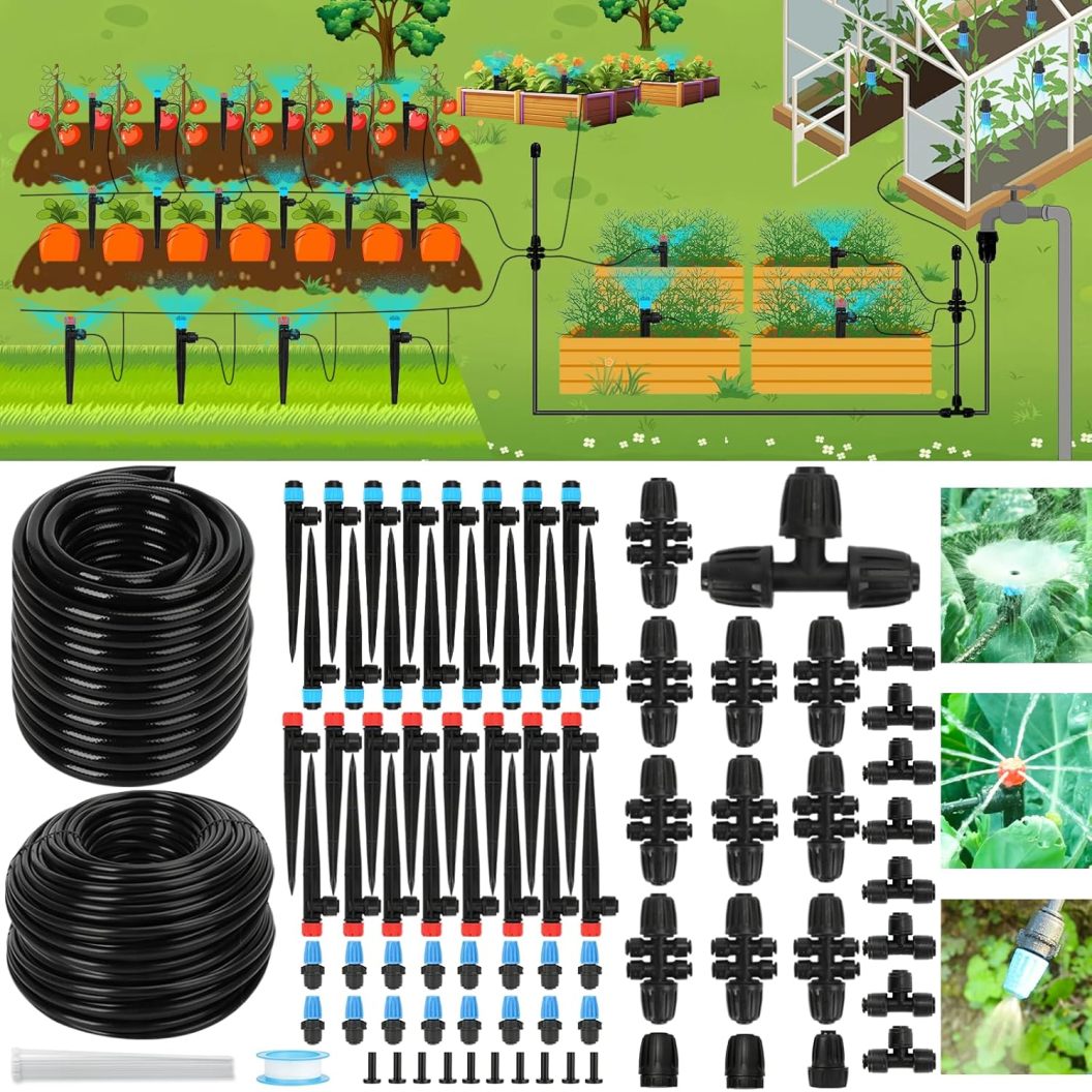 250FT Drip Irrigation Kit – 2025 New Quick-Connect Micro Irrigation ...