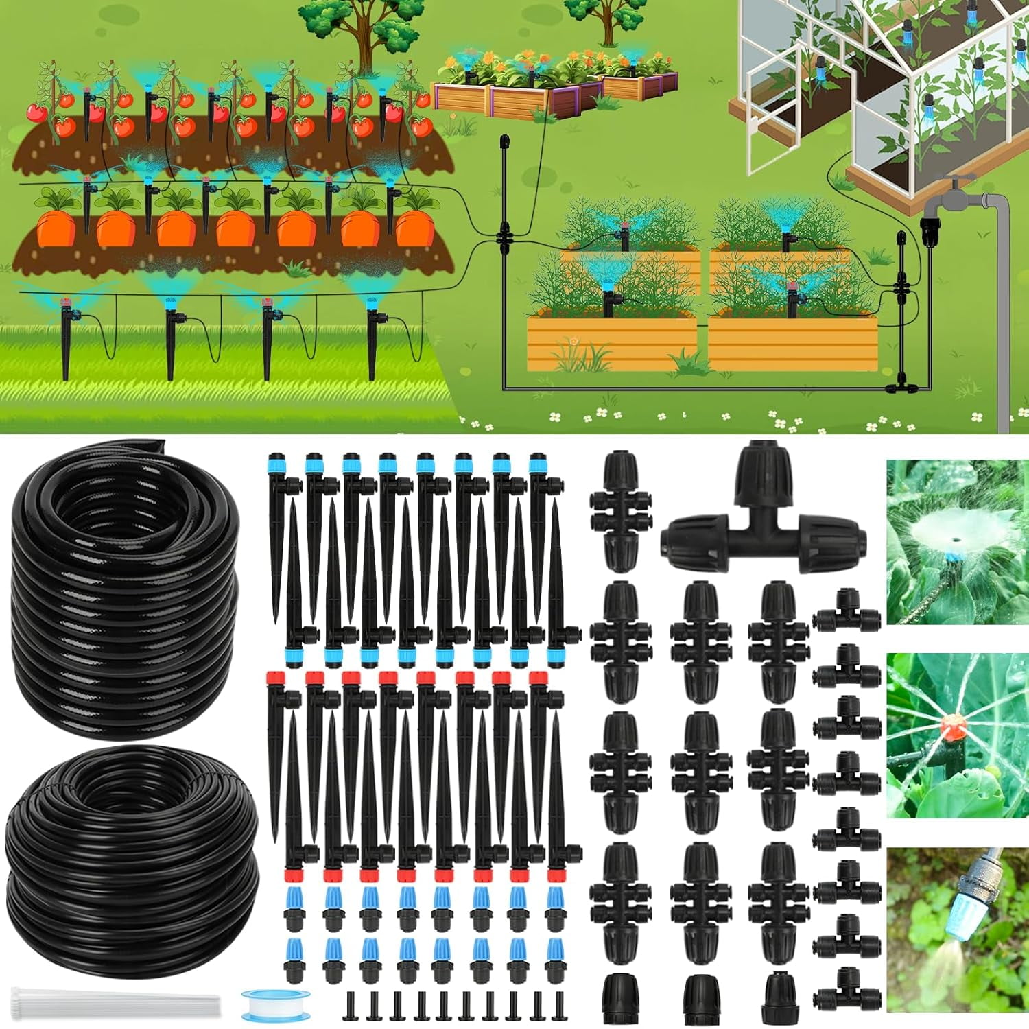 250FT Drip Irrigation Kit – 2025 New Quick-Connect Micro Irrigation ...