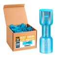 250PCS Blue Heat Shrink Female Spade Connectors AWG 16-14 Waterproof ...