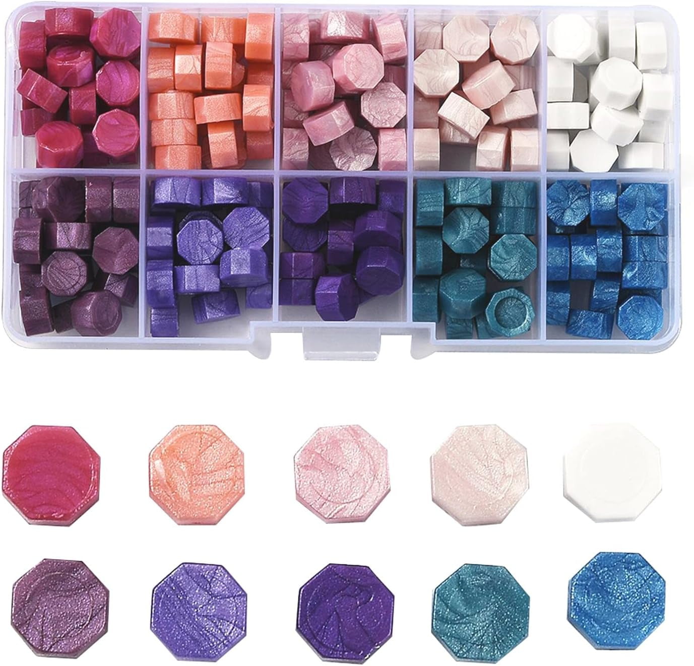 250Pcs 10 Colors Sealing Wax Particles Octagonal Wax Sealing Beads Honeycomb Retro Wax Seal ...