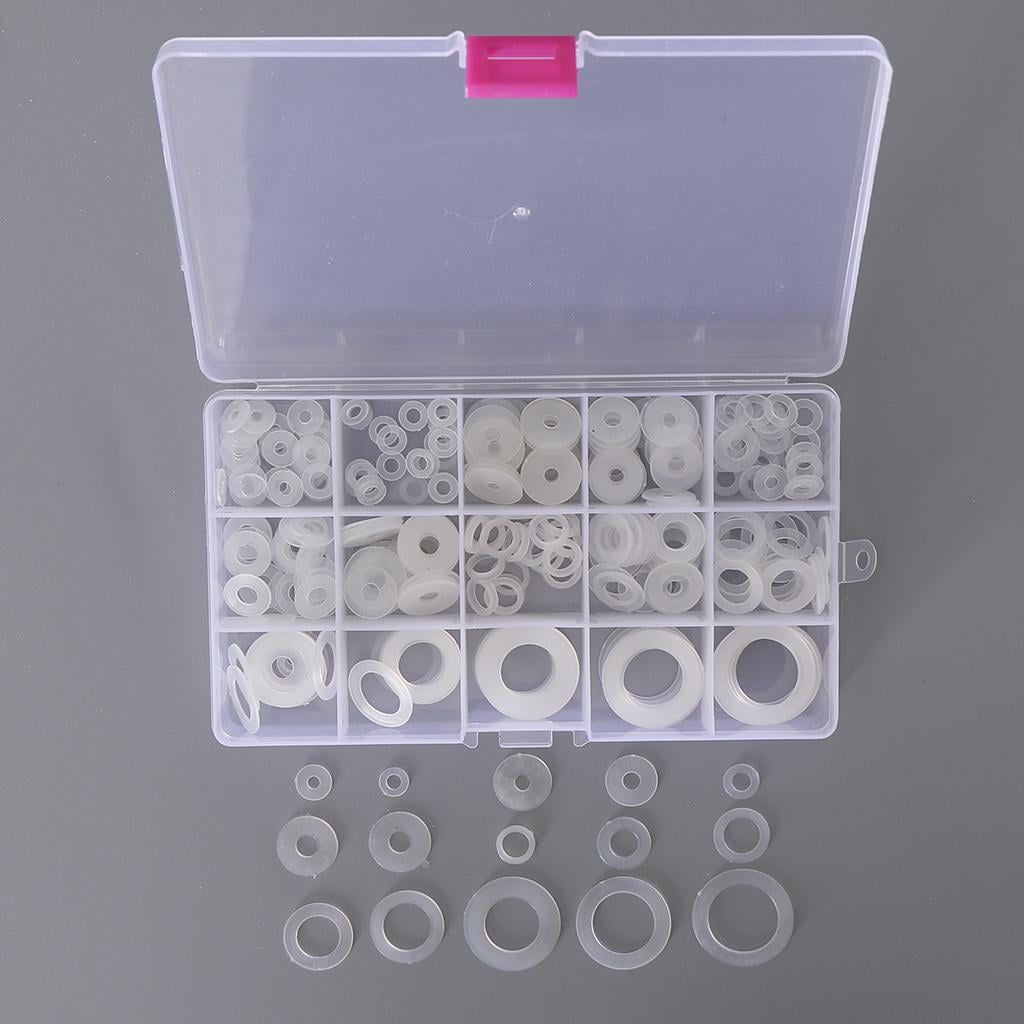 250Pcs [15-SIZES] White Nylon Insulating Flat Washers Gaskets ...