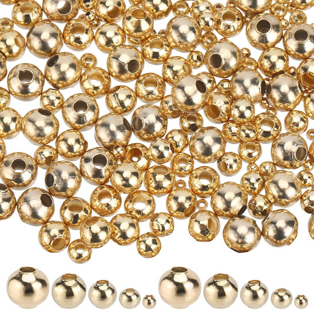 250Pcs 5 Styles 304 Stainless Steel Beads Round Golden 2~6x2~5mm Hole ...