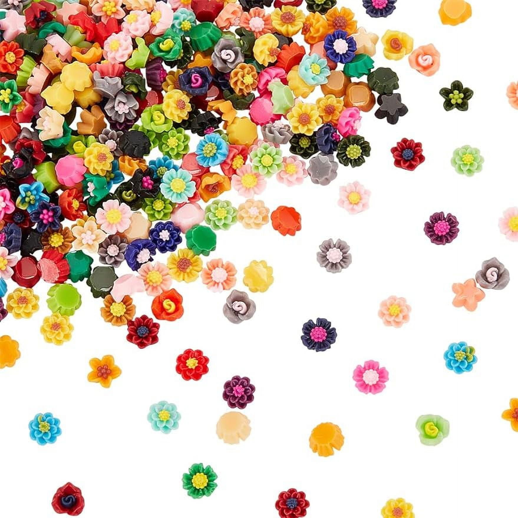 250Pcs 5 Styles Flower Cabochons 3D Flower Flatback Resin Cabochons ...