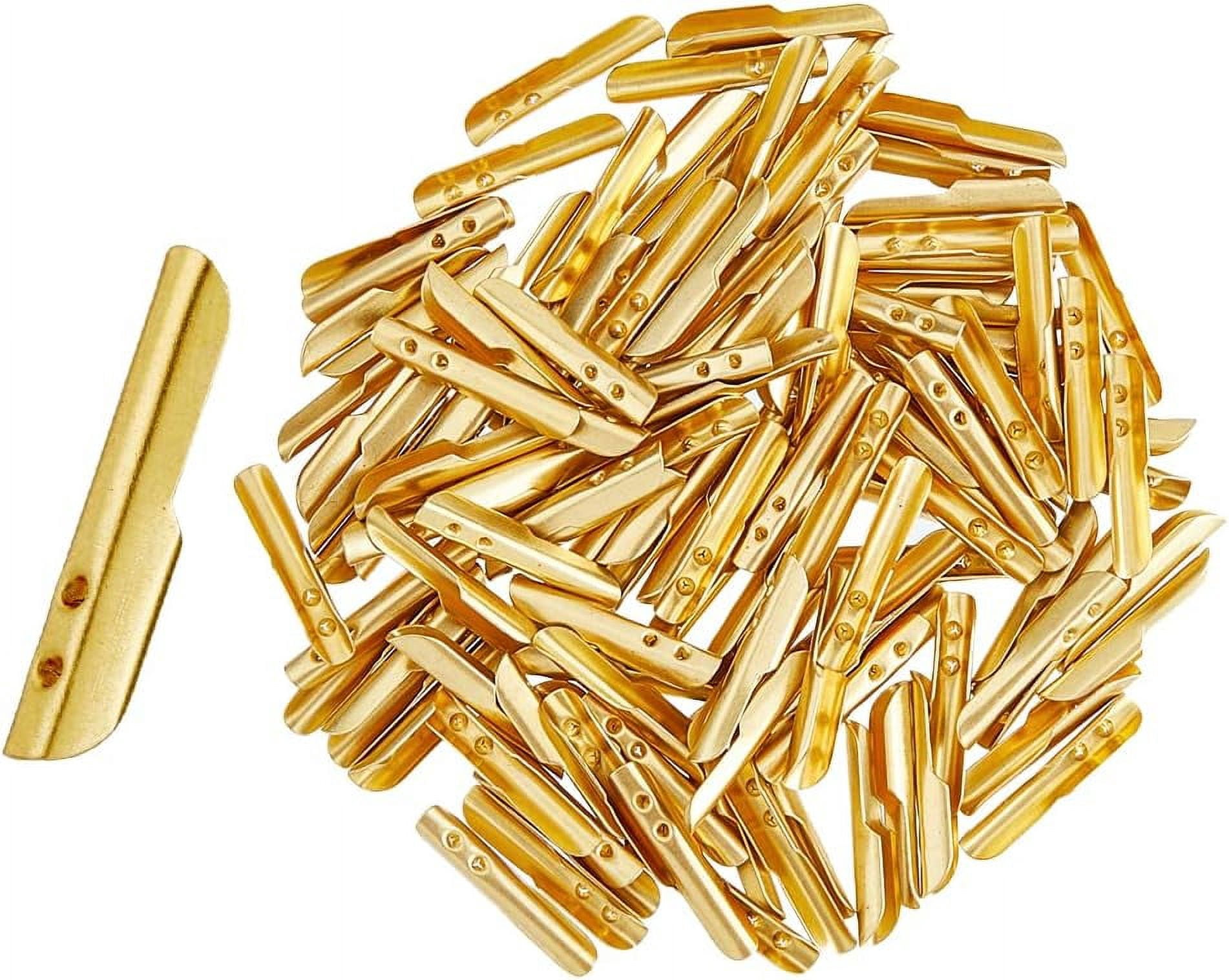 250Pcs Brass Folding Crimp Ends Cord End Caps Golden 19.5x3x3.5mm ...