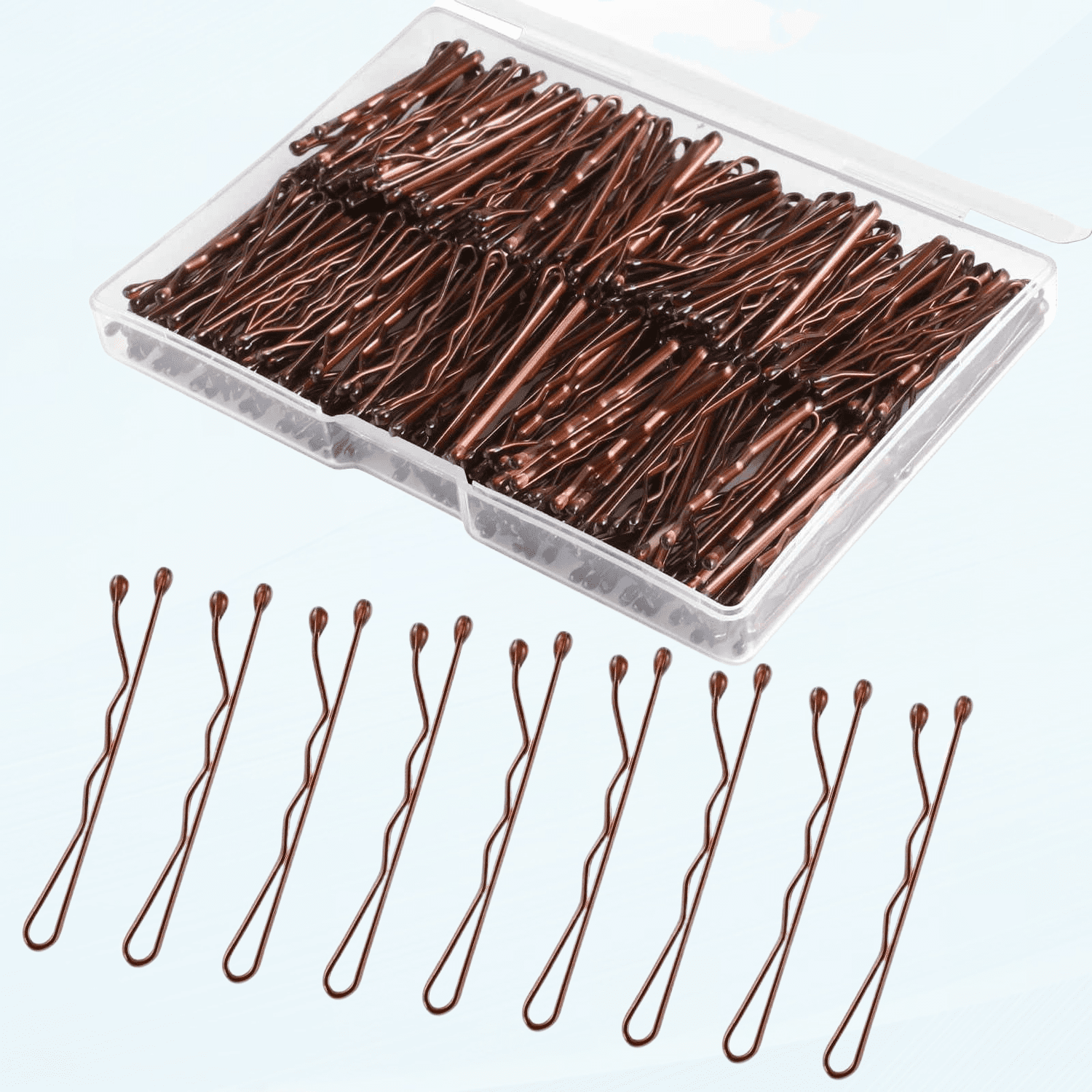 250Pcs Brown Bobby Pins, Mini Hair Clips with Storage Box, Hair Styling ...