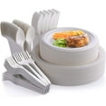 250Pcs Compostable Paper Plates with Cutlery Set, Disposable ...