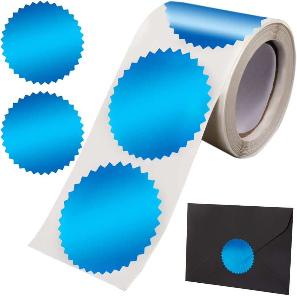 250Pcs Envelope Seals Stickers Blank Stickers Blue Certificate Award ...