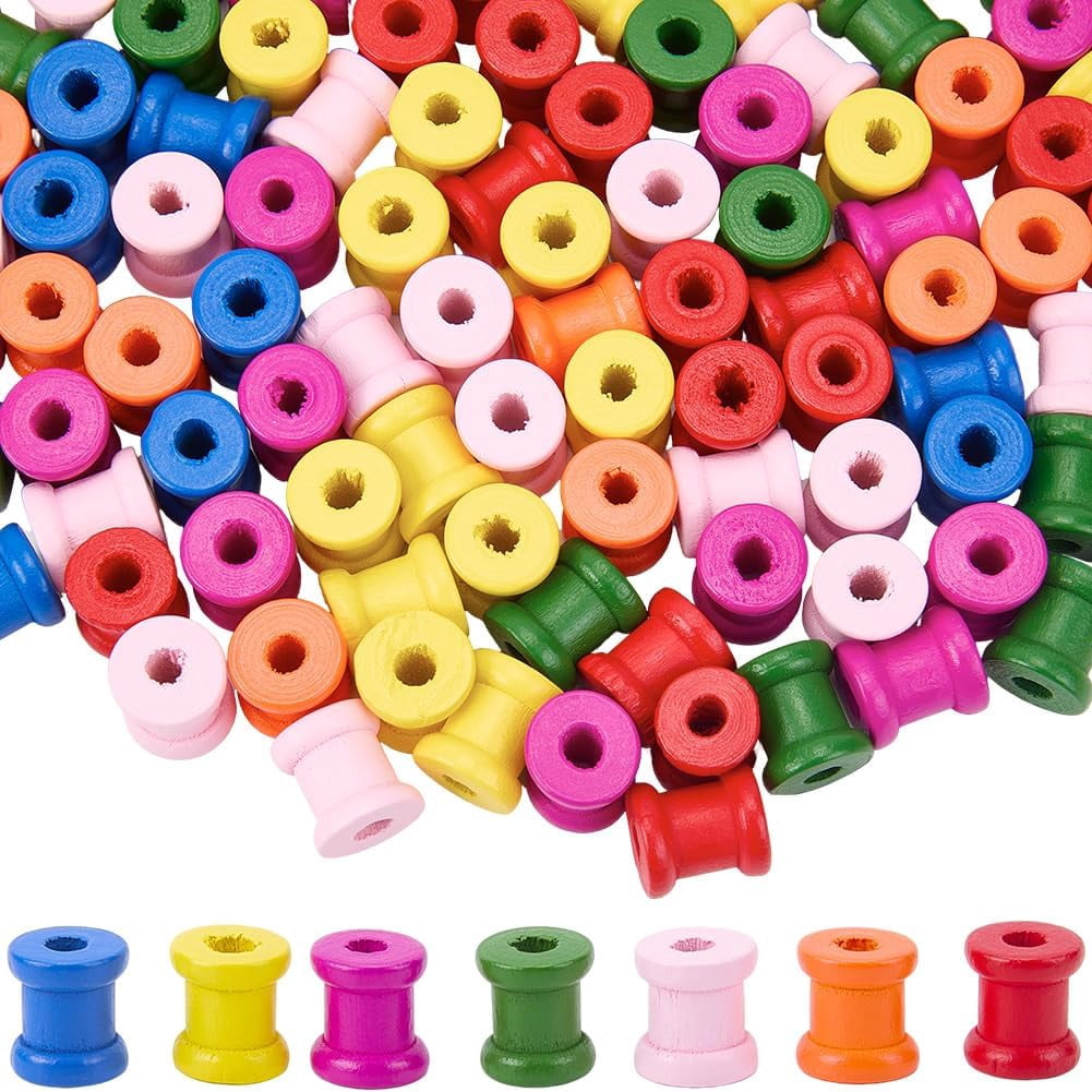250Pcs Mini Wood Thread Spools Wooden Spool Random Mixed Color Dyed ...