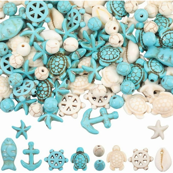 250Pcs Ocean Beads Sea Turtle Beads Summer Hawaii Starfish Seashell ...