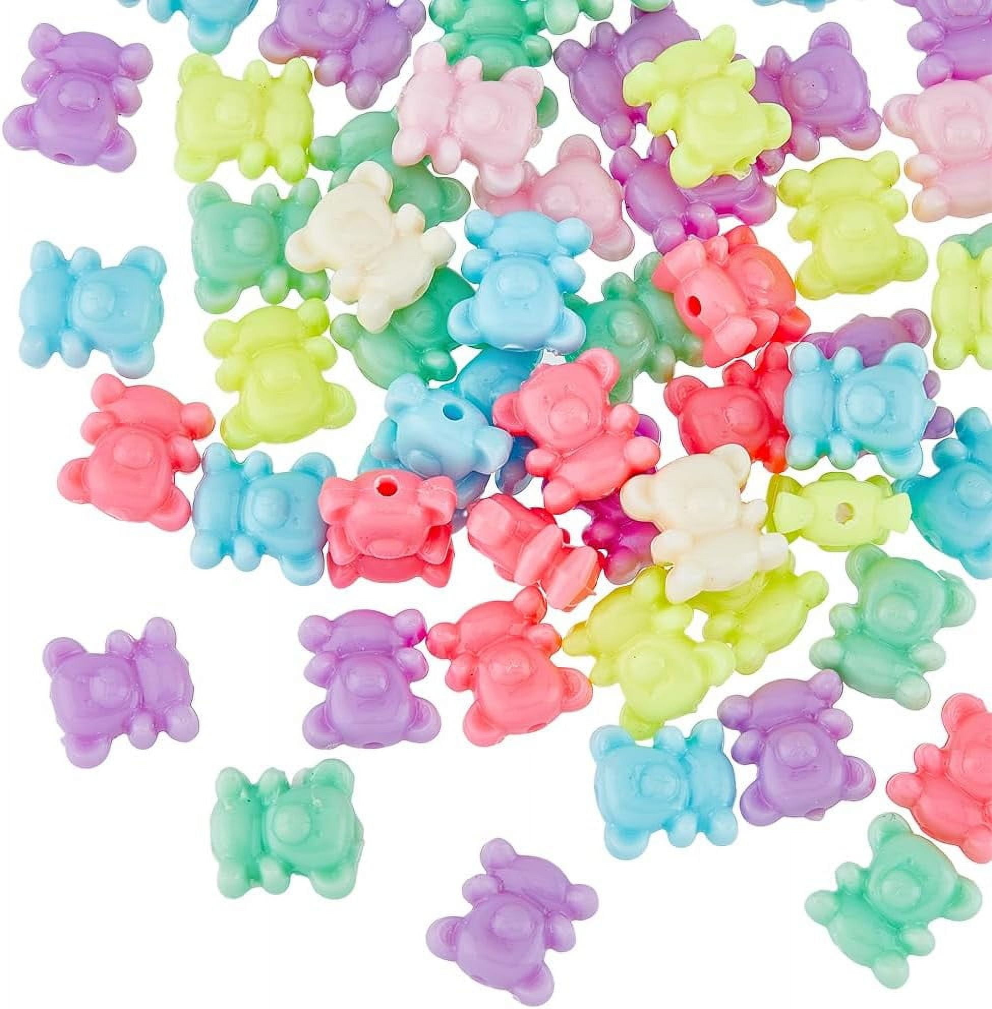 250Pcs Opaque Acrylic Bear Pony Beads Gummy Bear Beads with Vertical ...