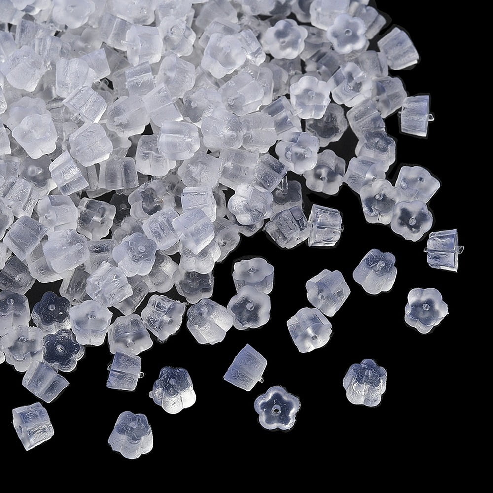 250Pcs Plastic Bell Ear Nuts Earring Backs White 4x2.5mm Hole: 0.7mm ...