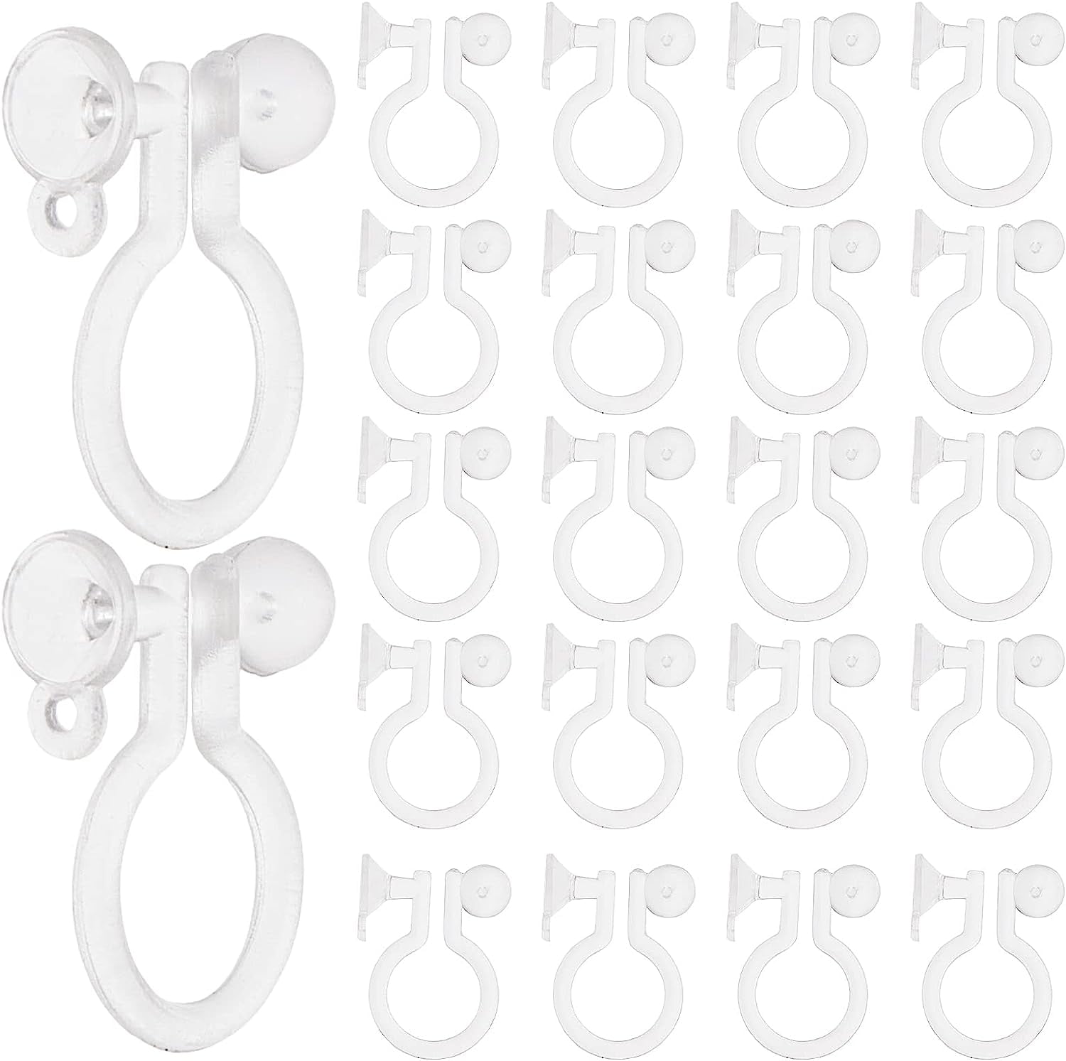 250Pcs Plastic Clip-on Earring Findings Earring Settings Clear 11 ...