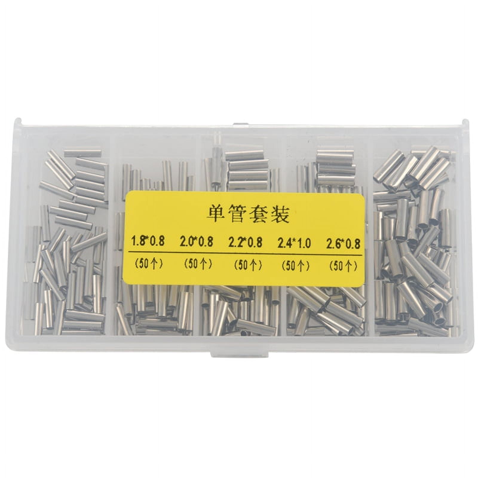250Pcs/Set Single Crimping Sleeve Fishing Line Wire Leader Copper Tube ...