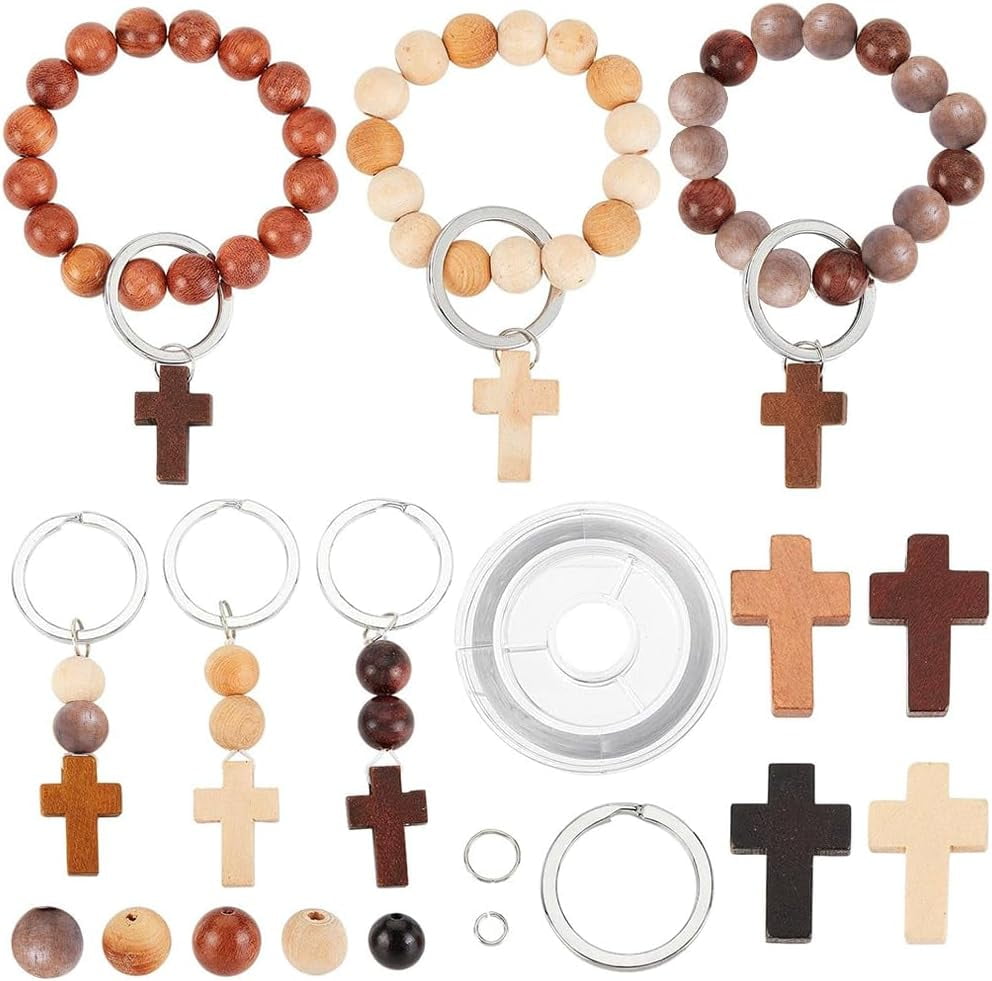 250Pcs Wood Charms Easter Holiday Small Beads Bulk Wooden Round ...