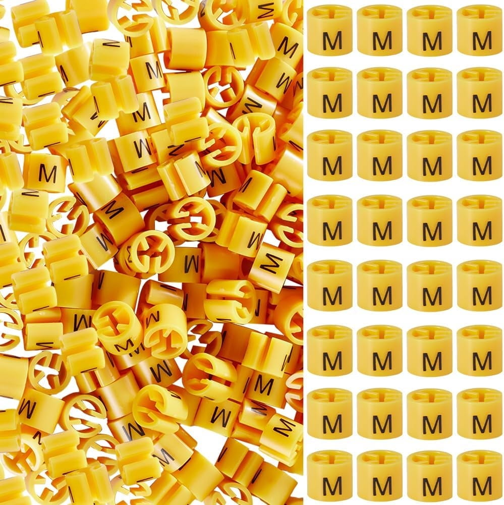 250Pcs Yellow Hanger Size Markers Size M Plastic Color Tags Clothes ...