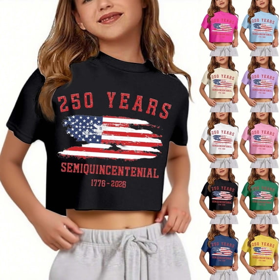 250Th America Girls Independence Day Leisure Summer Short Sleeved ...