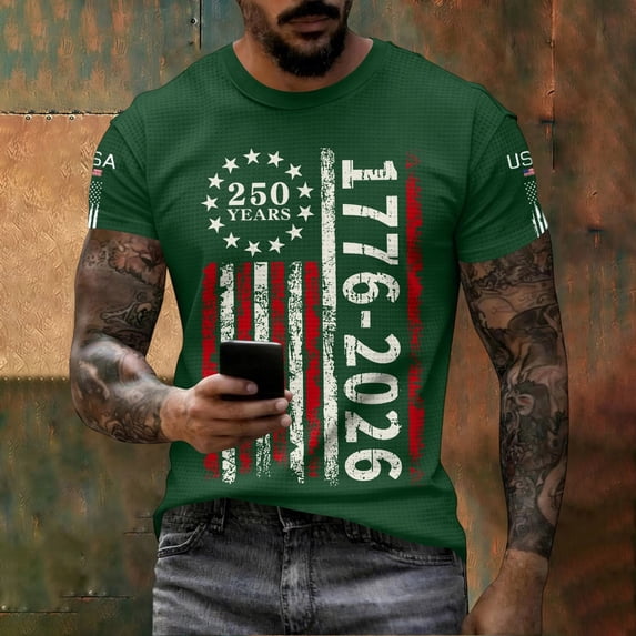 250Th America Men's Patriotic Knit Graphic Short Sleeve July 4Th ...