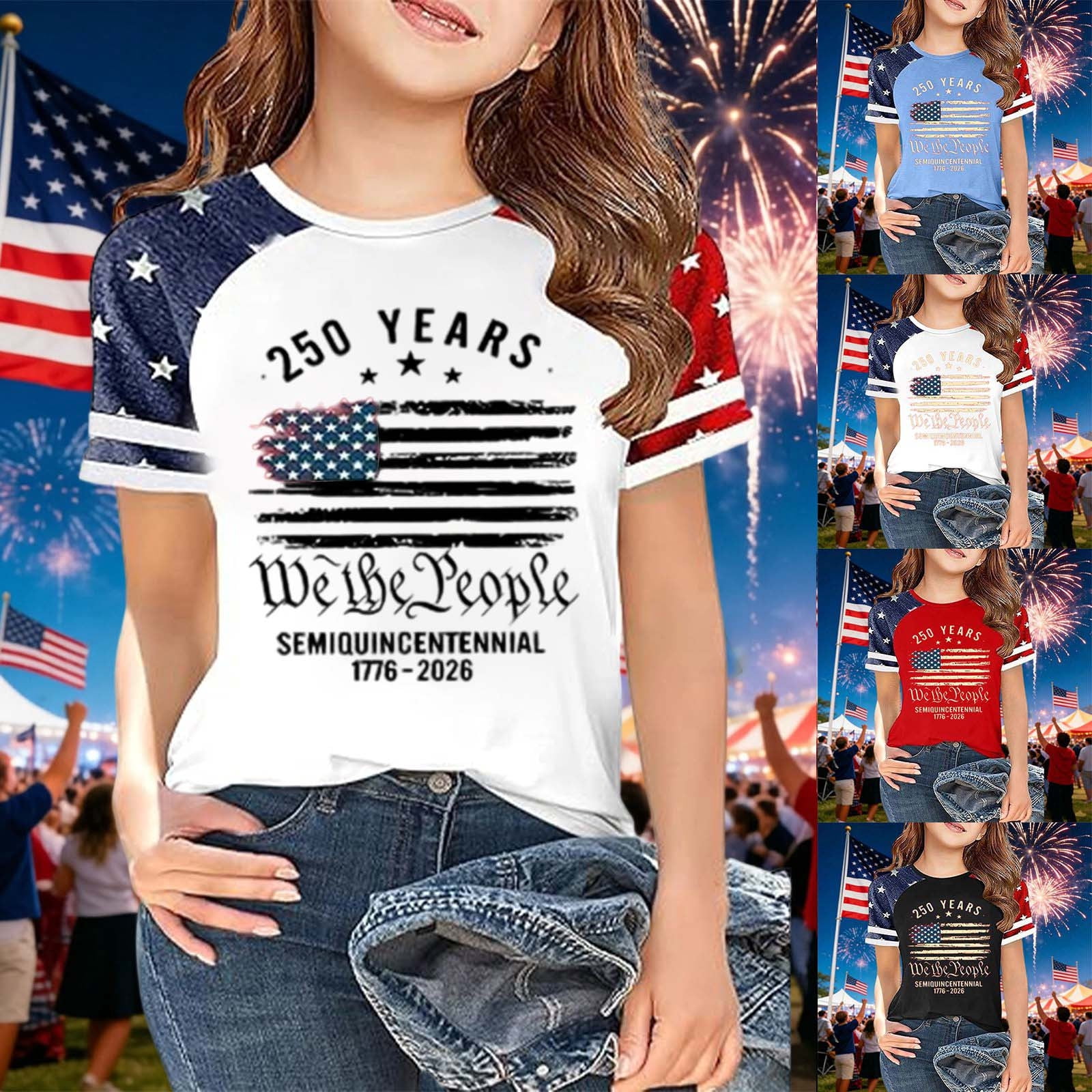 250Th America Playful Independence Day Graphic Casual Street Style ...