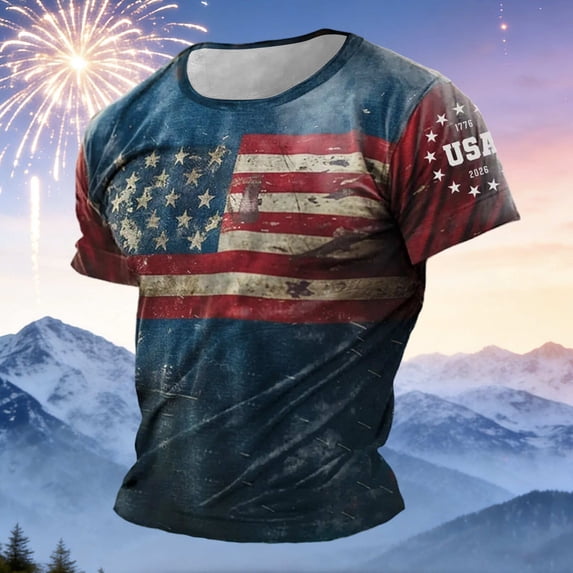 250Th America Unisex Casual Anniversary Print Short Sleeve Crew Neck ...