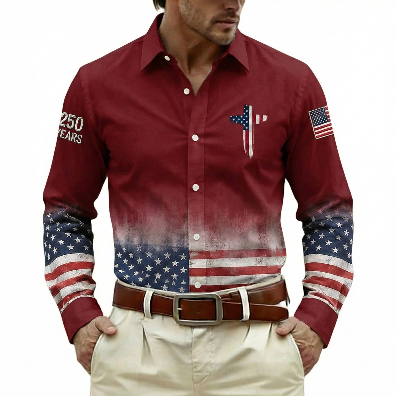 250Th Anniversary Art Long-Sleeved Shirt Floral Flag United States 250 ...