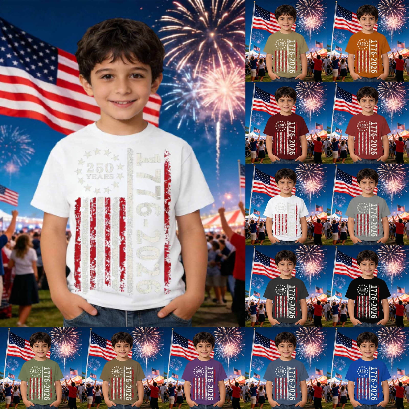 250Th Anniversary Boys Patriotic Independence Day Graphic Soft Crewneck ...